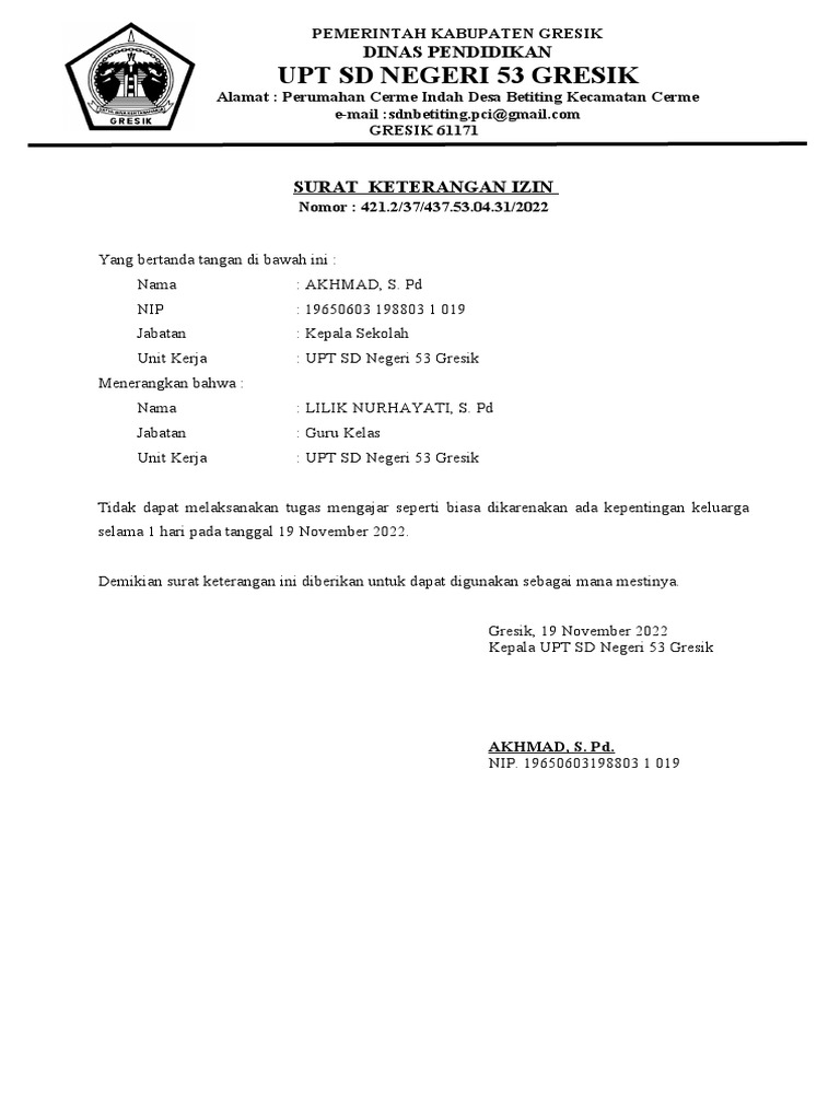 Surat Keterangan Izin | PDF