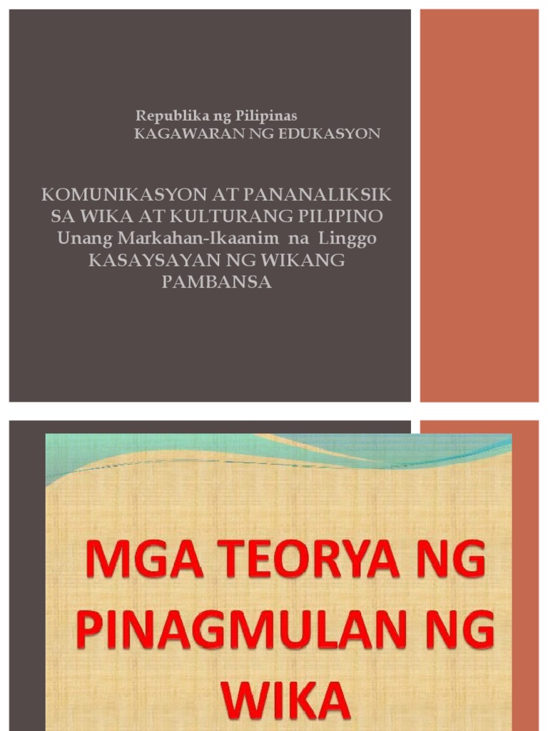 Mga Teorya NG Pinagmulan NG Wika-Ikaanim Na Linggo | PDF