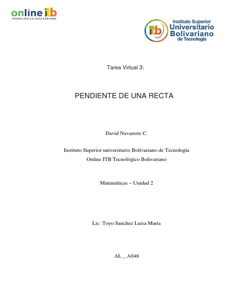 Tarea Virtual 3 | Descargar gratis PDF | Pendiente | Línea (geometría)