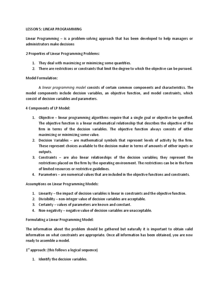 Linear Programming | PDF | Linear Programming | Loss Function