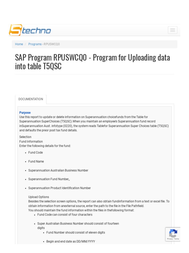 Superchoice Update Program To Table T5QSC | PDF | Computer Science | Data Management