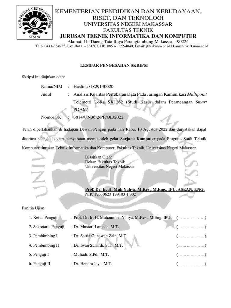 Lembar Pengesahan Skripsi | PDF