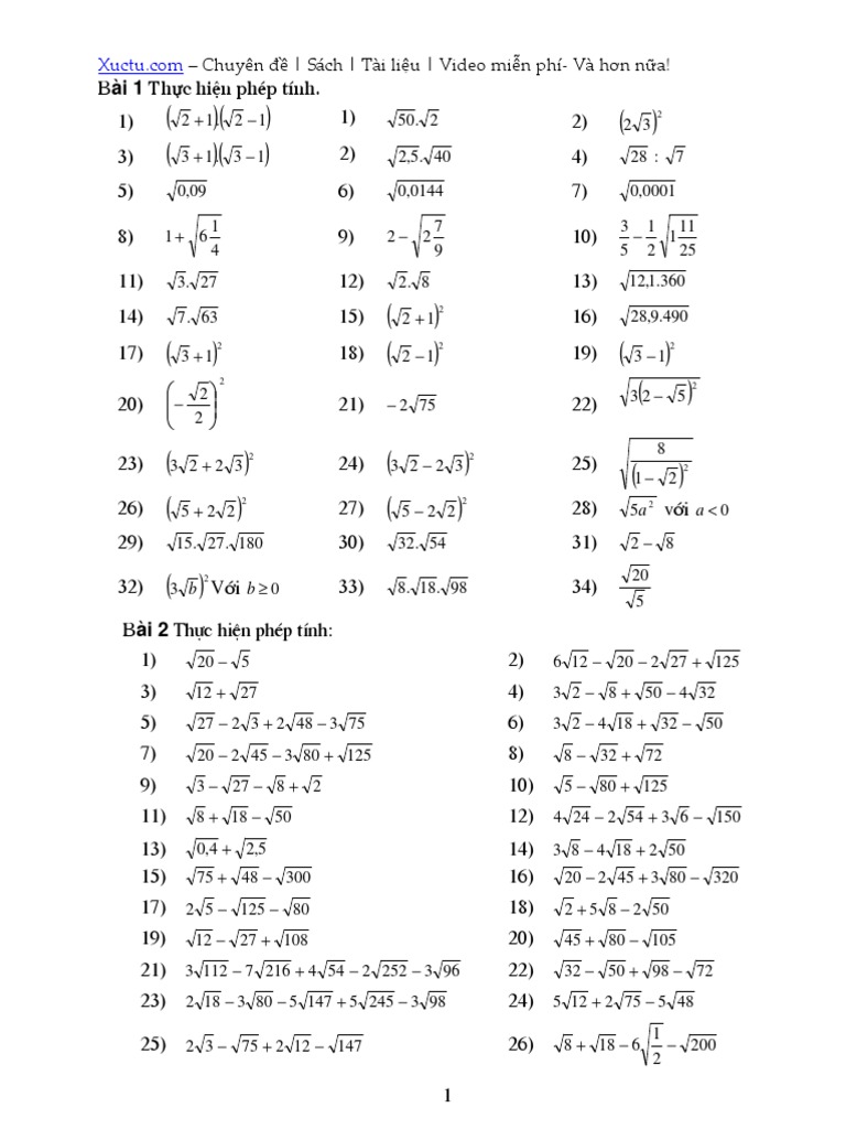 Bai Tap Chuyen de Rut Gon Bieu Thuc Luyen Thi TS 10 | PDF