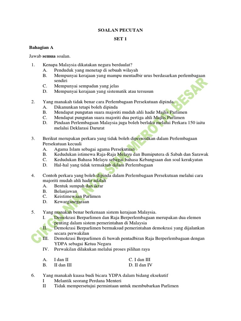 S1 Set 1 Soalan Pecutan | PDF