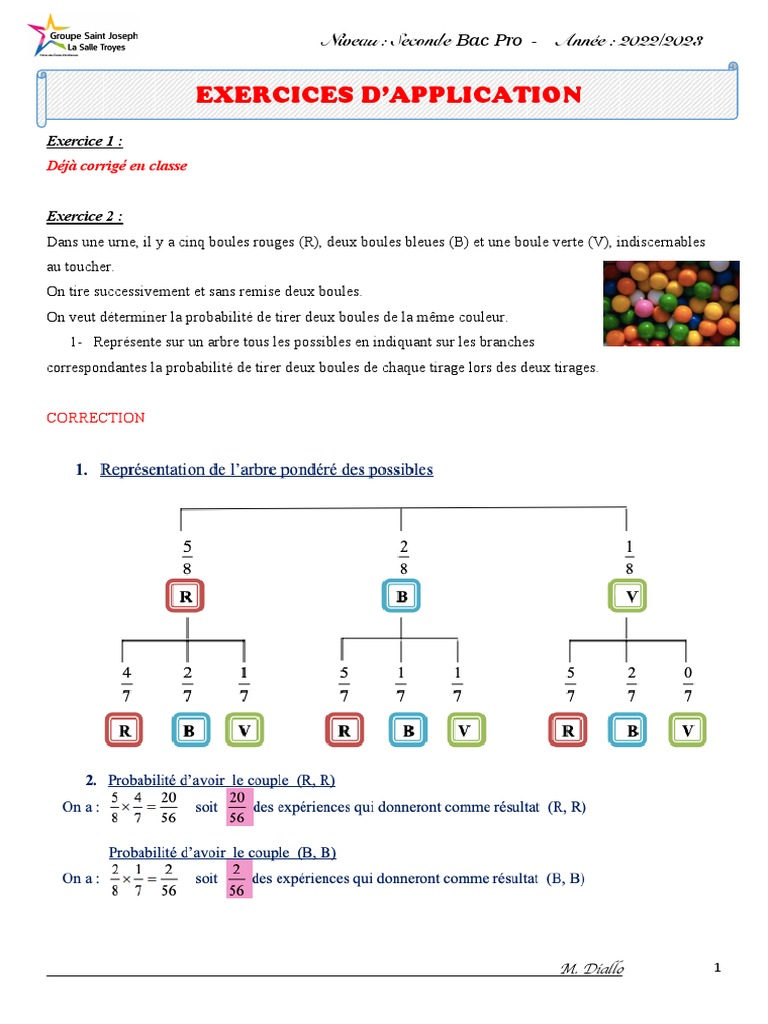 Exercices de Probabilités Corrigés Bac Pro | PDF