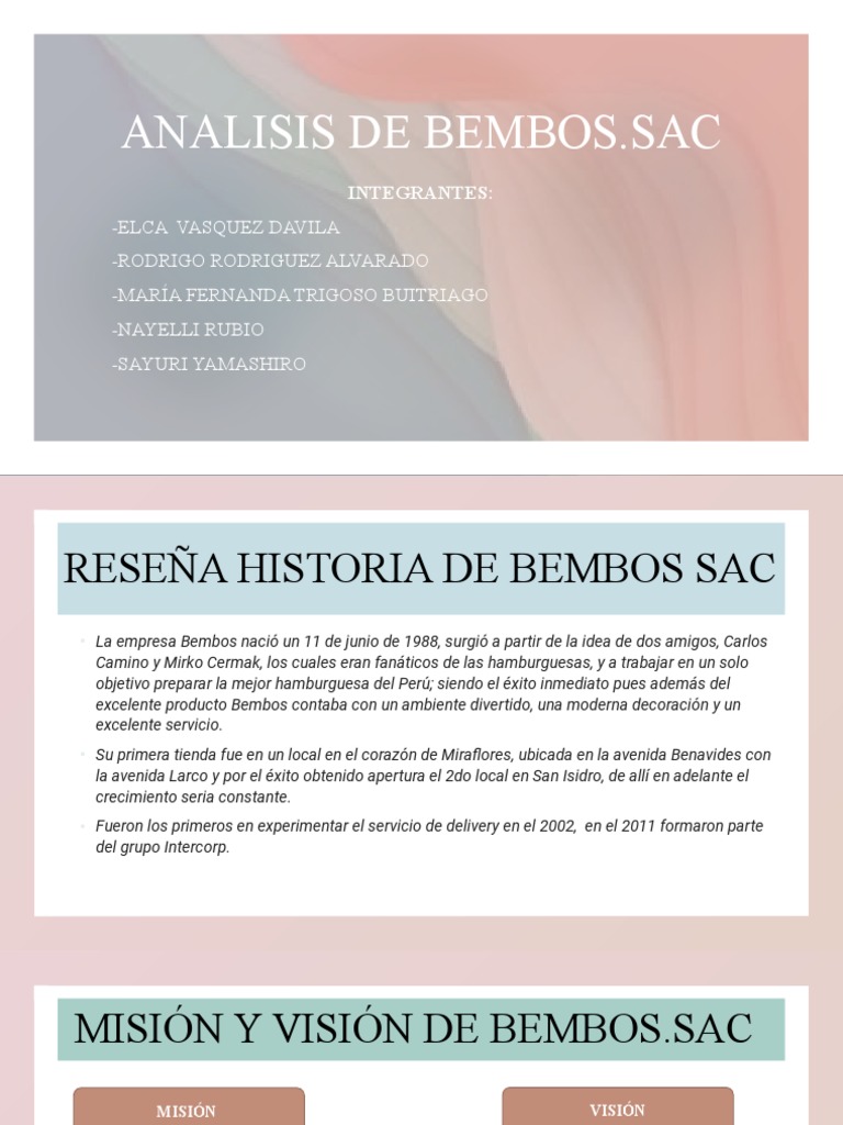 Misión y visión de Bembos SAC | PDF