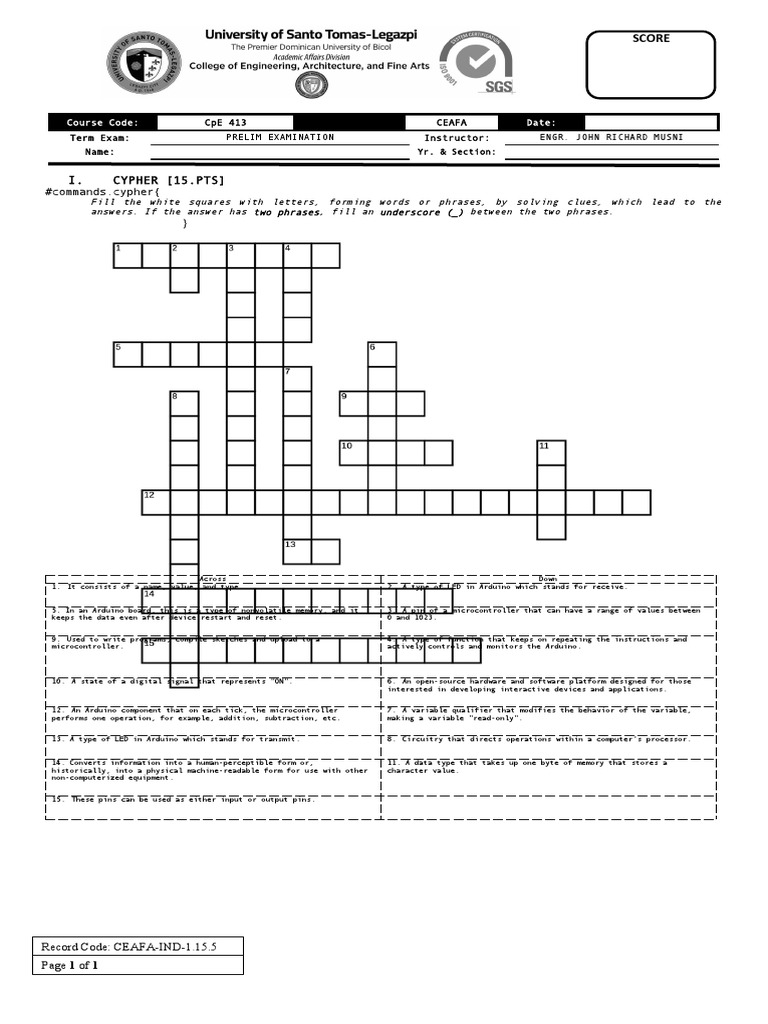 Exam For Emerging Technologies in CpE | PDF | Arduino | Microcontroller