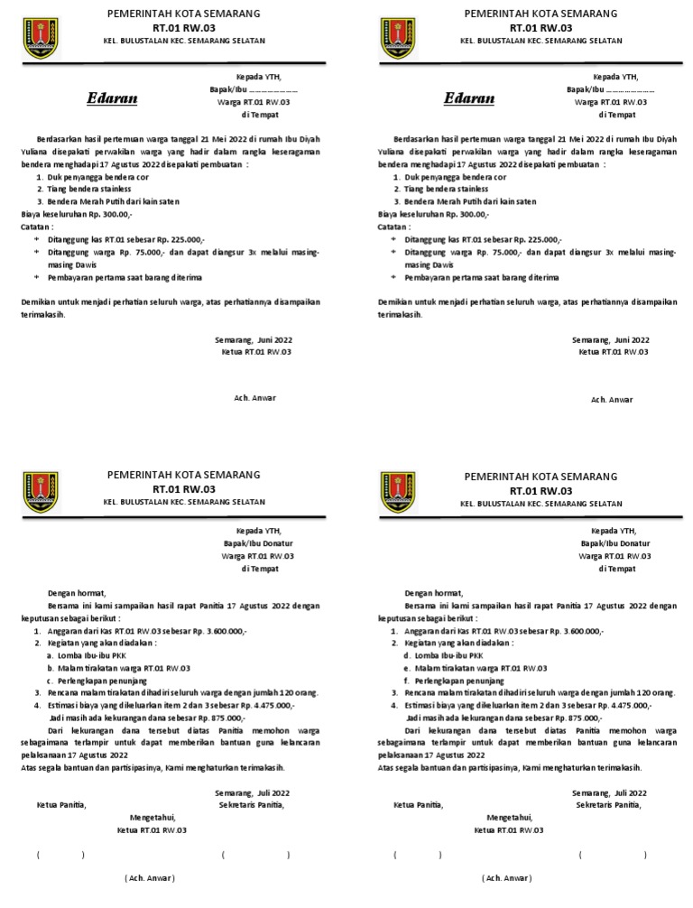 Tiang Bendera RT.01rw.03 | PDF