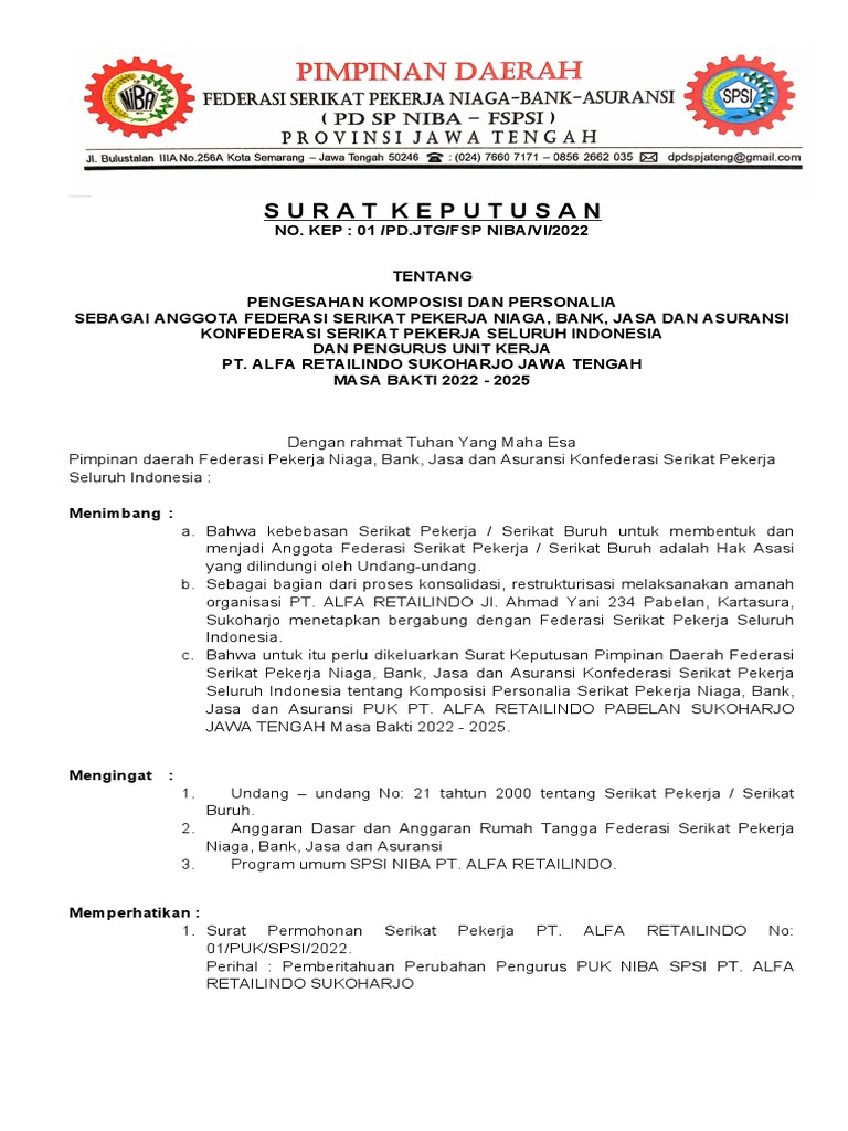 SK Pt. Alfa Retailindo Sukoharjo | PDF