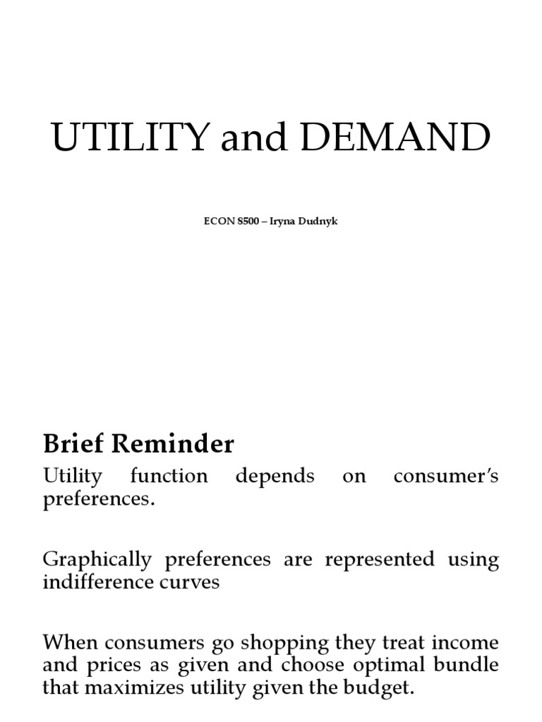 Lecture 3 Utility and Demand 2022 Student | PDF | Utility | Elasticity ...