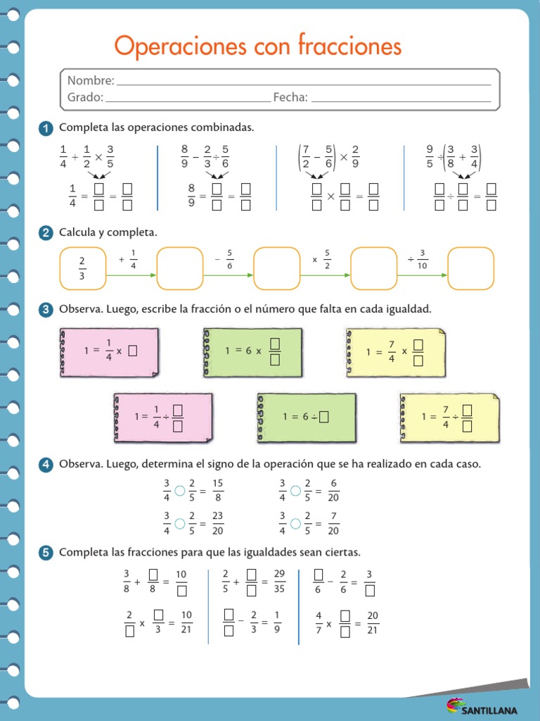 Operaciones Combinadas Con Fracciones | PDF | Matemáticas