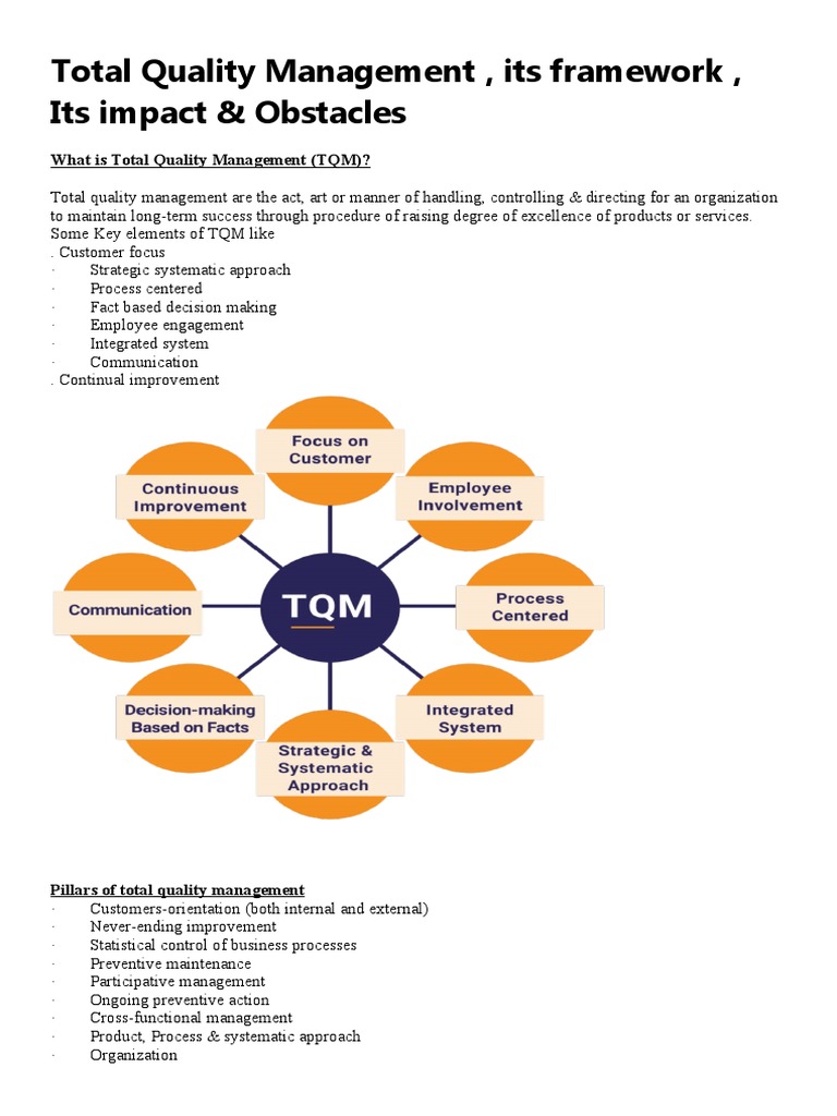 TQM Framework, Impact, Obstacles and Benchmarking | PDF | Benchmarking ...