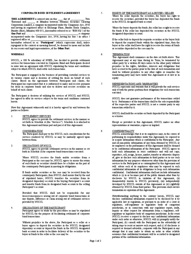 Corporate Bond Settlement Agreement | PDF | Securities (Finance ...
