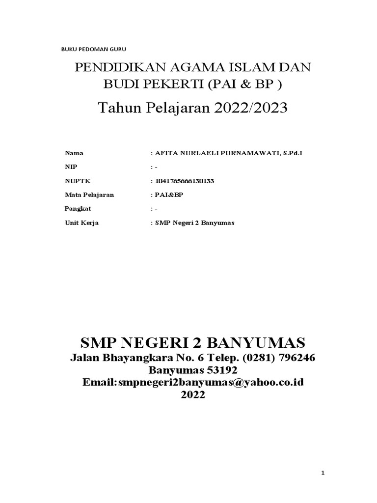 Buku Pedoman Guru 2223 | PDF