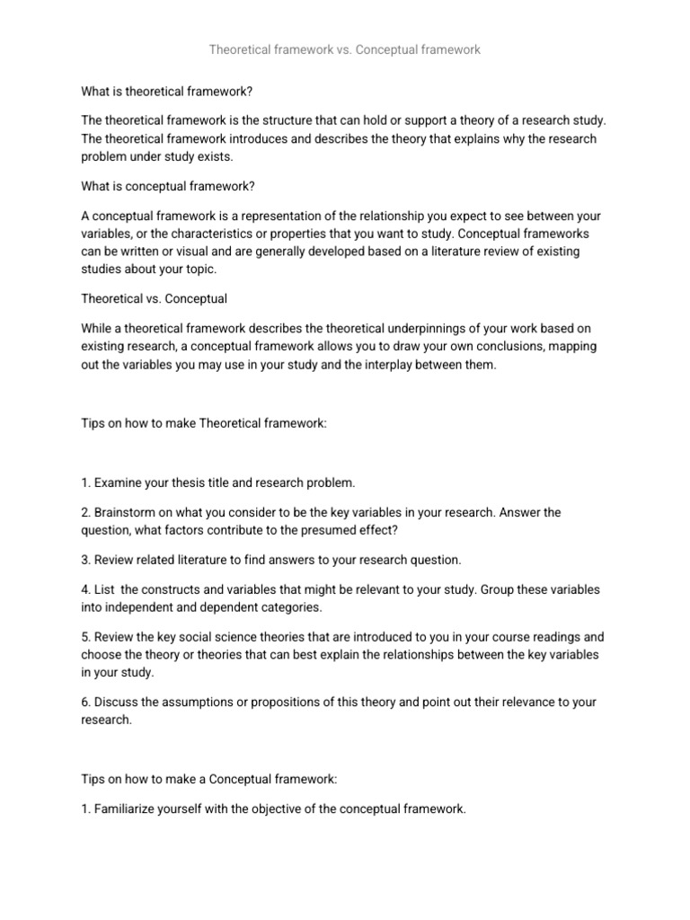 Theoretical vs. Conceptual Framework | PDF