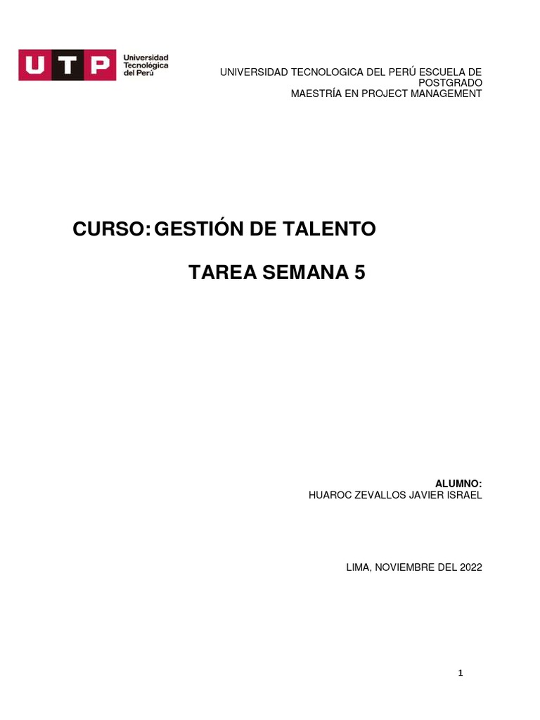 TAREA - 05 GESTION DE TALENTO - Huaroc Zevallos Javier Israel | PDF | Servicio al Cliente | Business