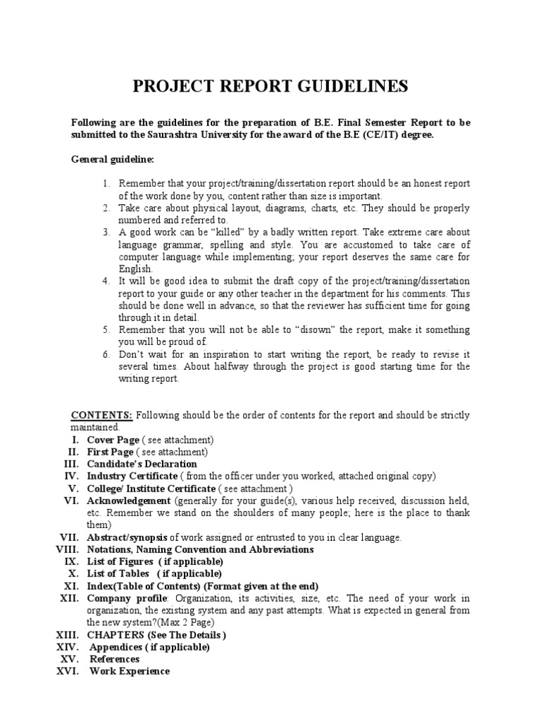 Project Report Guideline For Final CEIT2011 | PDF