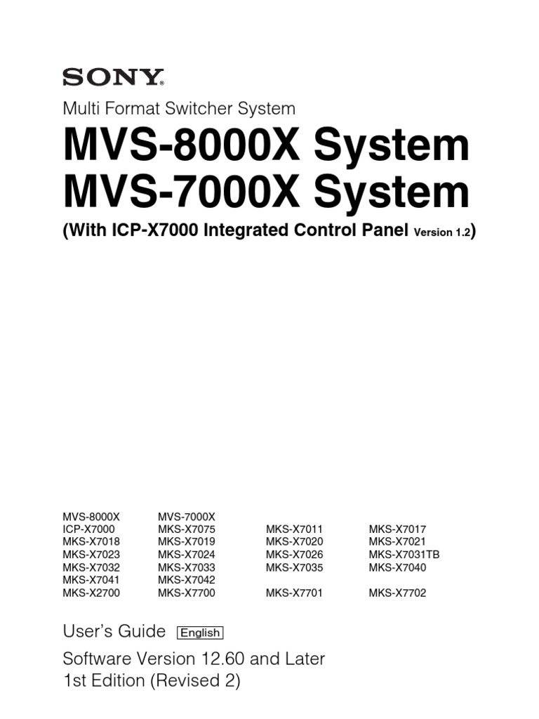 MVS-8000X System MVS-7000X System: Multi Format Switcher System | PDF | Menu (Computing) | Computing