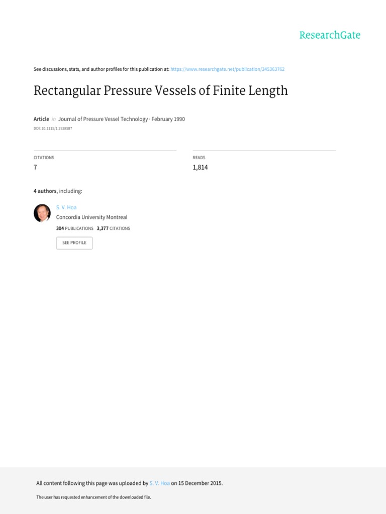 Rectangular Pressure Vessels Overview | PDF