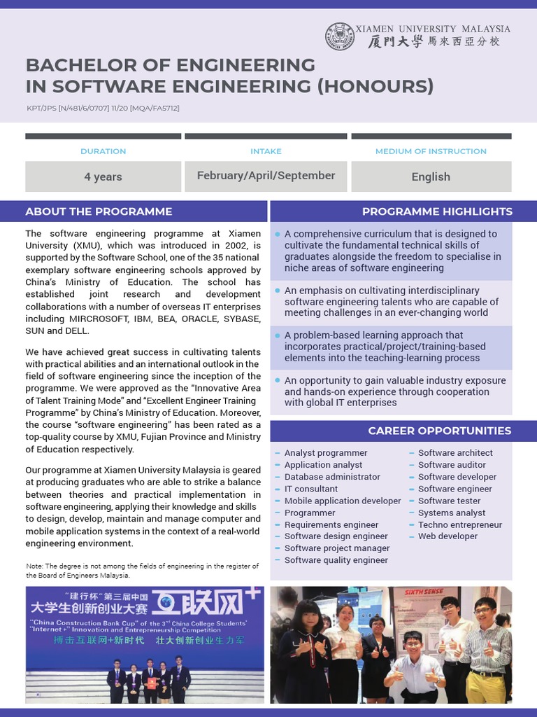 Bachelor of Software Engineering at XMUM | PDF | Engineer | Software