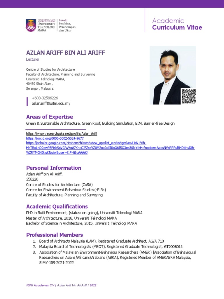 Azlan Ariff FSPU CV 2022 Jun | PDF | Design