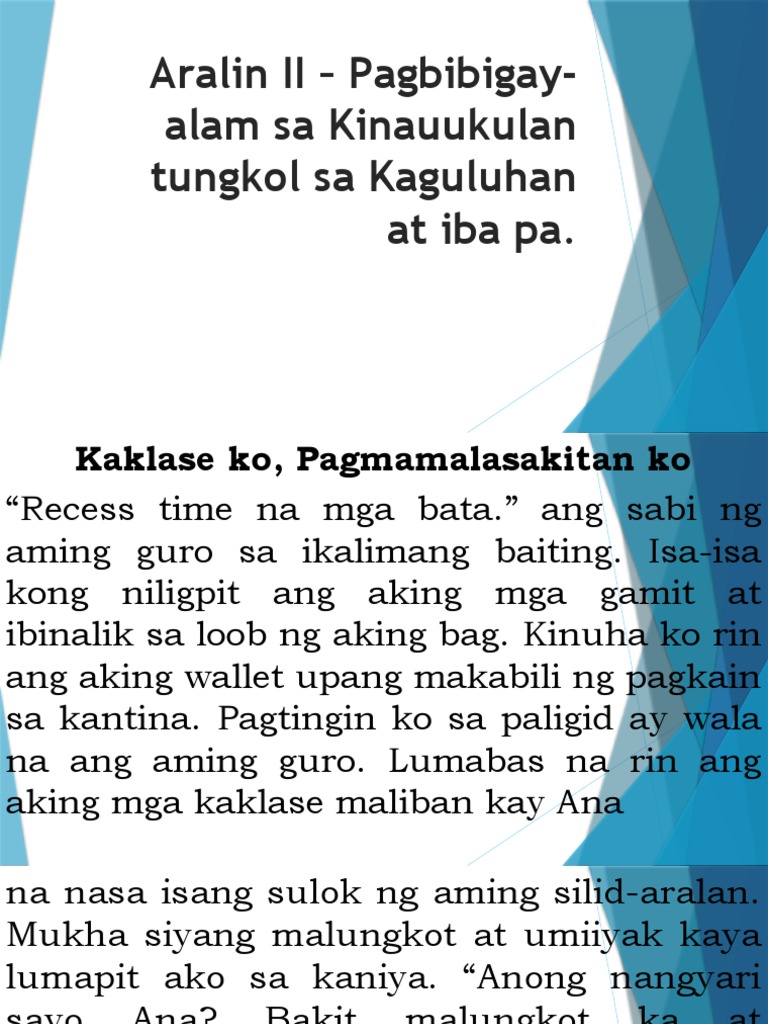 Aralin II - Pagbibigay-Alam Sa Kinauukulan Tungkol Sa | PDF