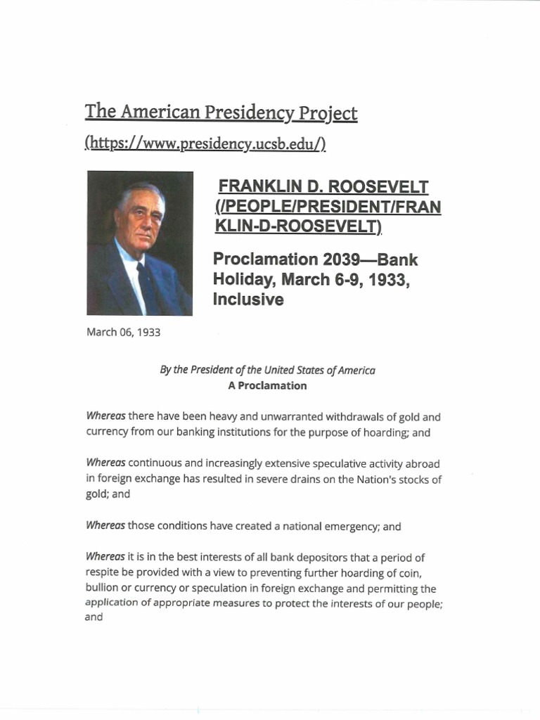 Proclamation 2039 - FDR | PDF