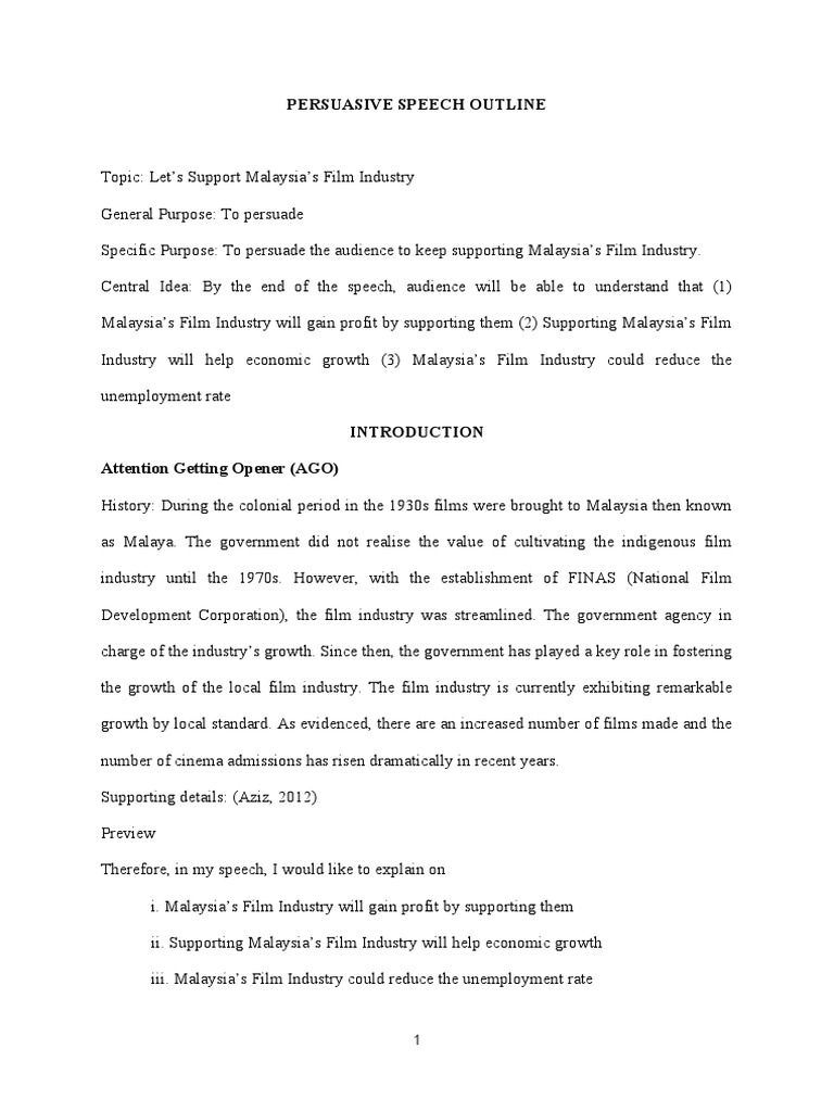 Persuasive Speech Outline-Nadyatul Alani (292600) | PDF | Malaysia | Taxes