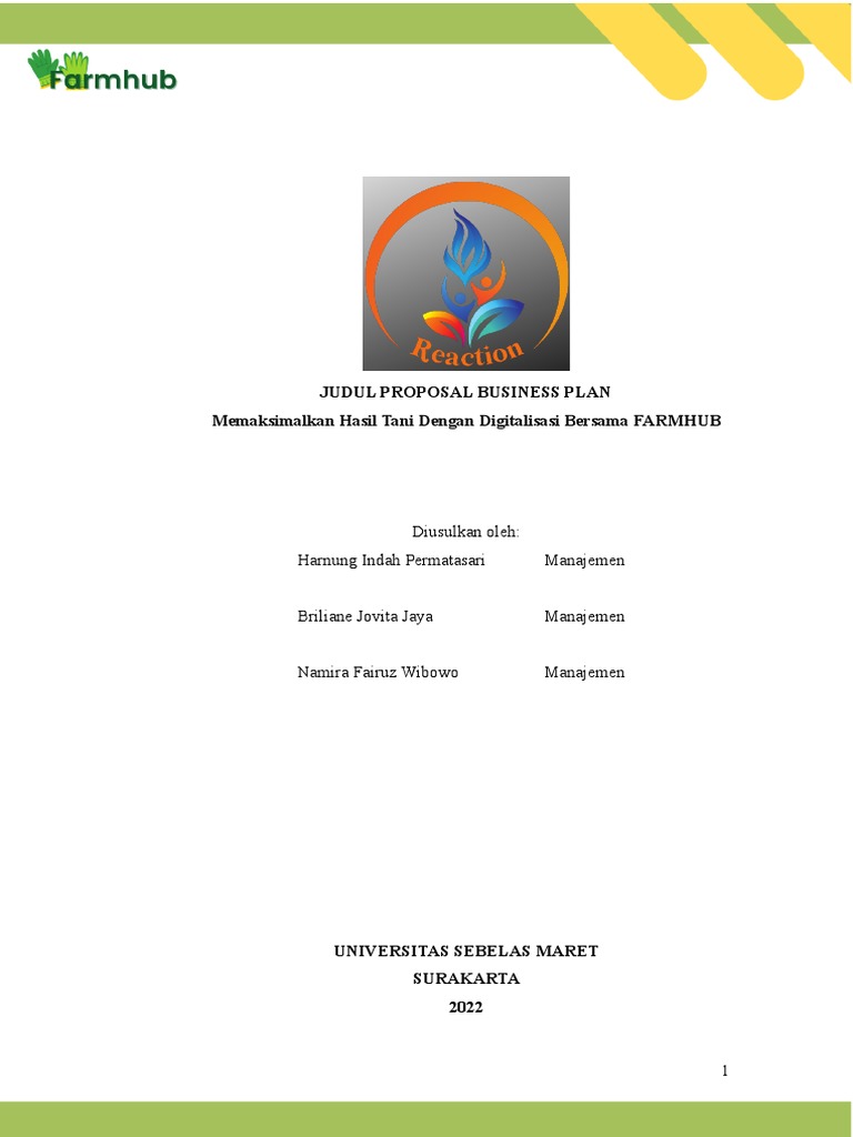 Judul Proposal Business Plan Memaksimalkan Hasil Tani Dengan ...