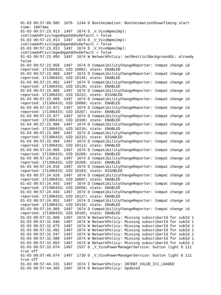 Log Entries Reporting Compatibility Changes and Network Policy Updates ...