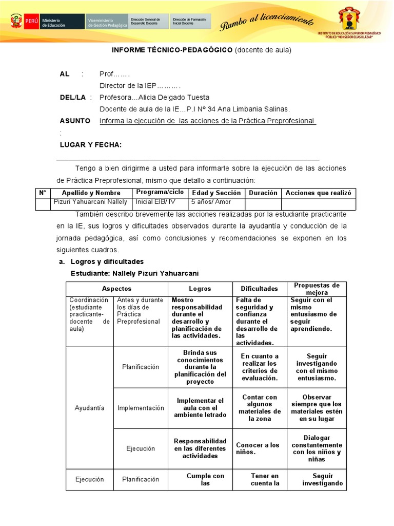 Formato de Informe TP Docente Aula | PDF | Salón de clases | Aprendizaje