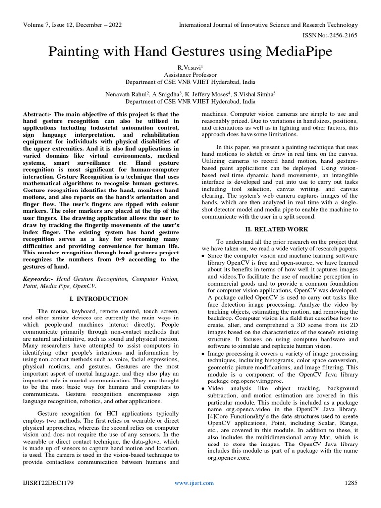 Painting With Hand Gestures Using MediaPipe | PDF