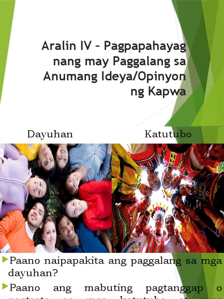 Aralin IV - Pagpapahayag Nang May Paggalang Sa | PDF