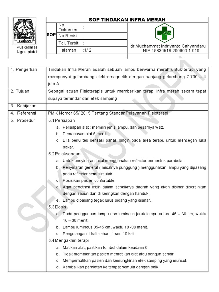 Sop Infra Merah | PDF