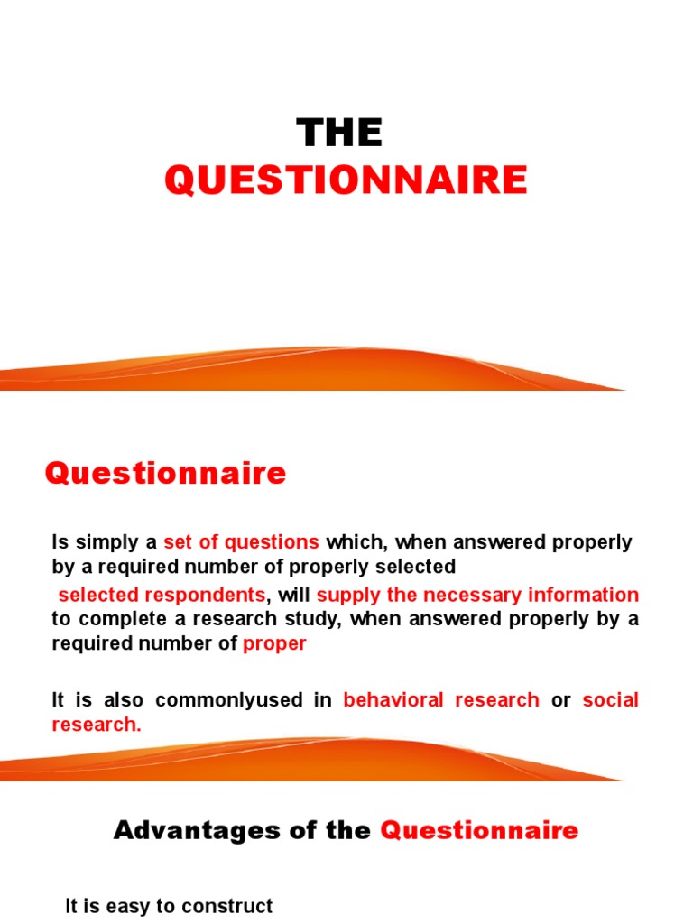 Questionnaire guide | PDF | Questionnaire | Psychology