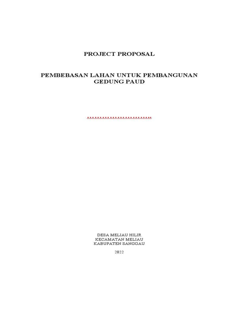 Project Proposal Pembebasan Lahan Untuk | PDF | Seni
