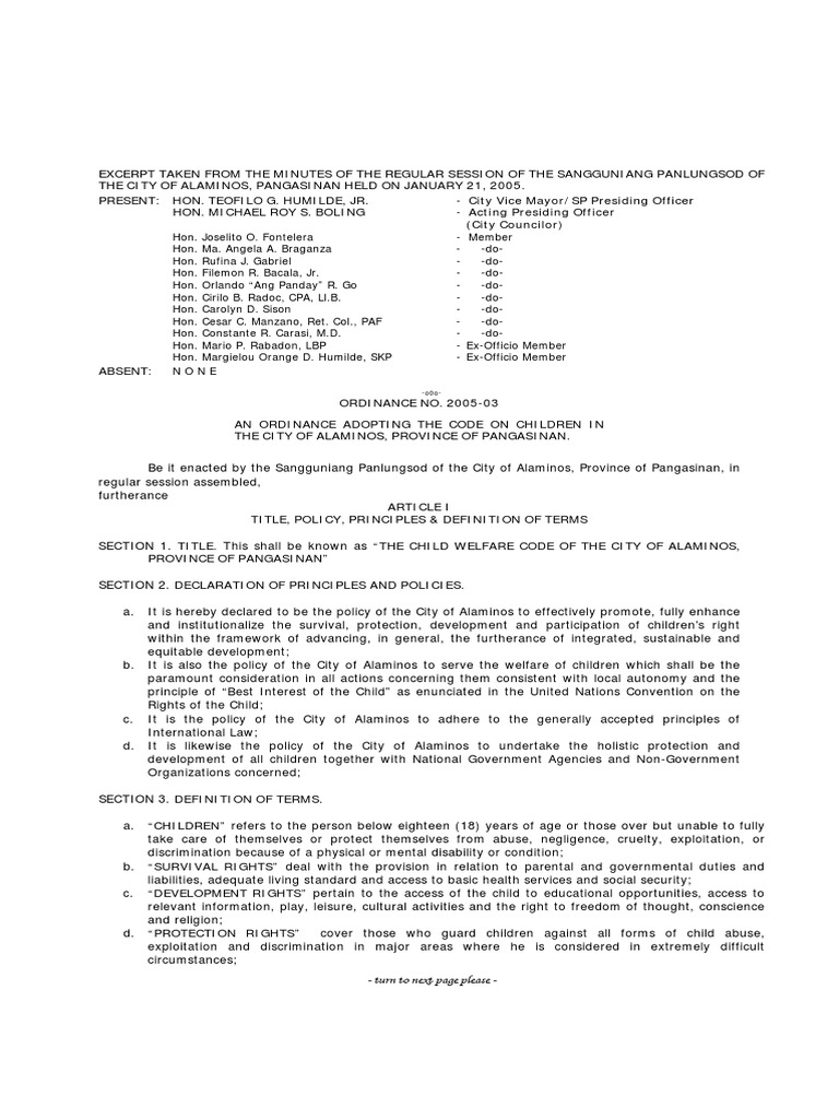 03 Code On Children | PDF | Child Abuse | Legal Guardian