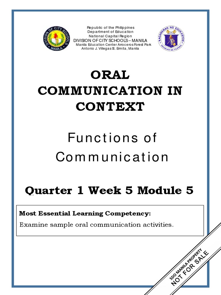 ORAL-COMMUNICATION Q1 W5 Mod5 Functions-Of-Communication | PDF ... ORAL-COMMUNICATION Q1 W5 Mod5 Functions-Of-Communication | PDF ...
