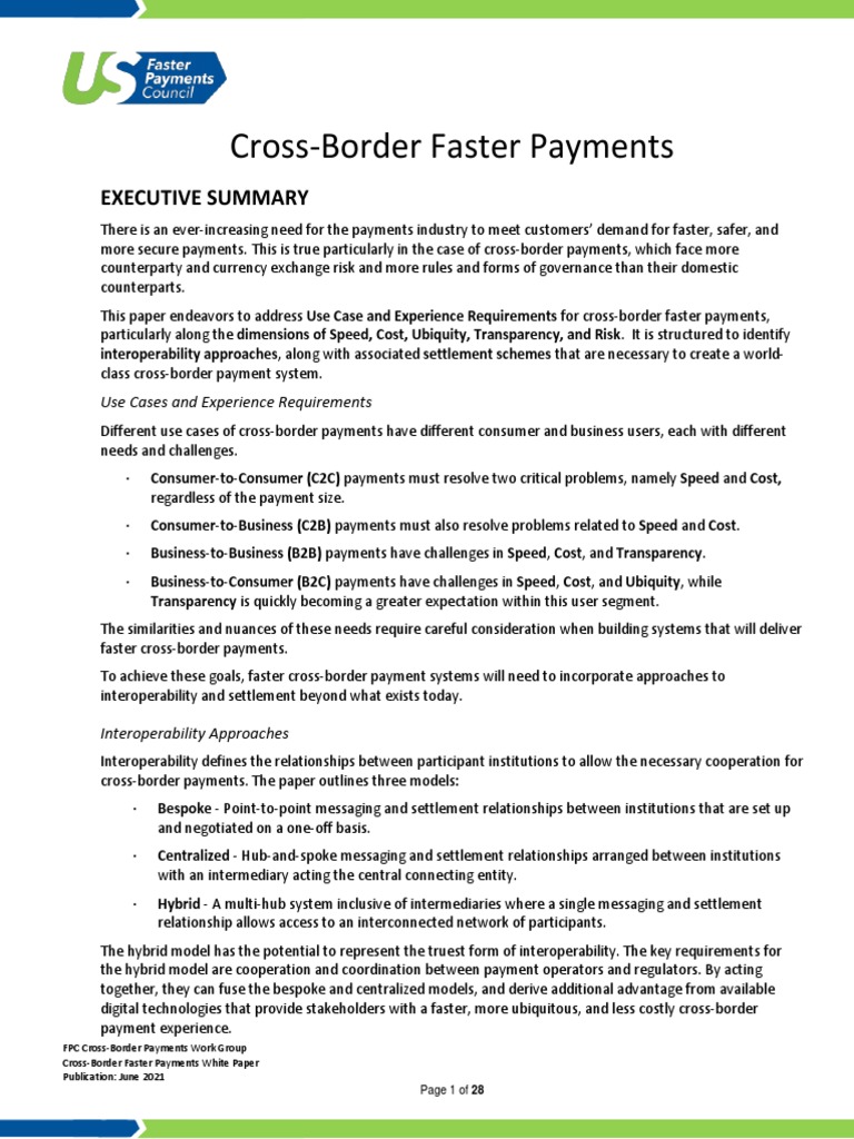 FPC Cross Border White Paper - 06-2021 - FINAL | PDF | Payments ...