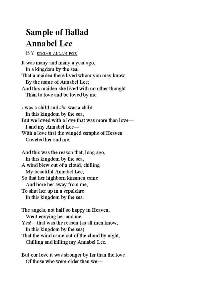 Annabel Lee | PDF | Poems