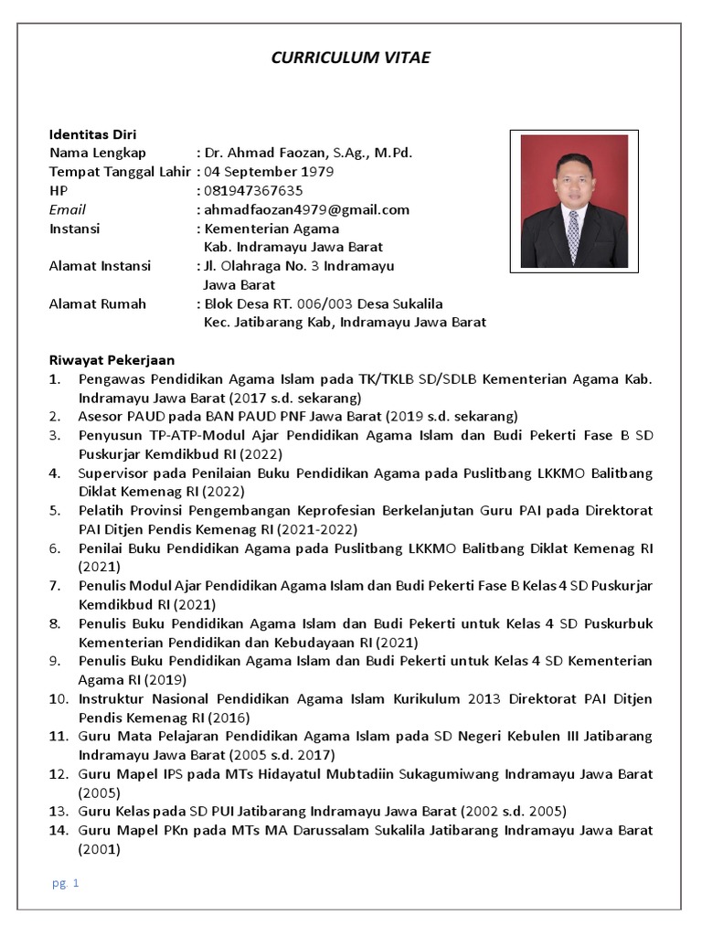 Curriculum Vitae - Ahmad Faozan | PDF | Olahraga & Rekreasi