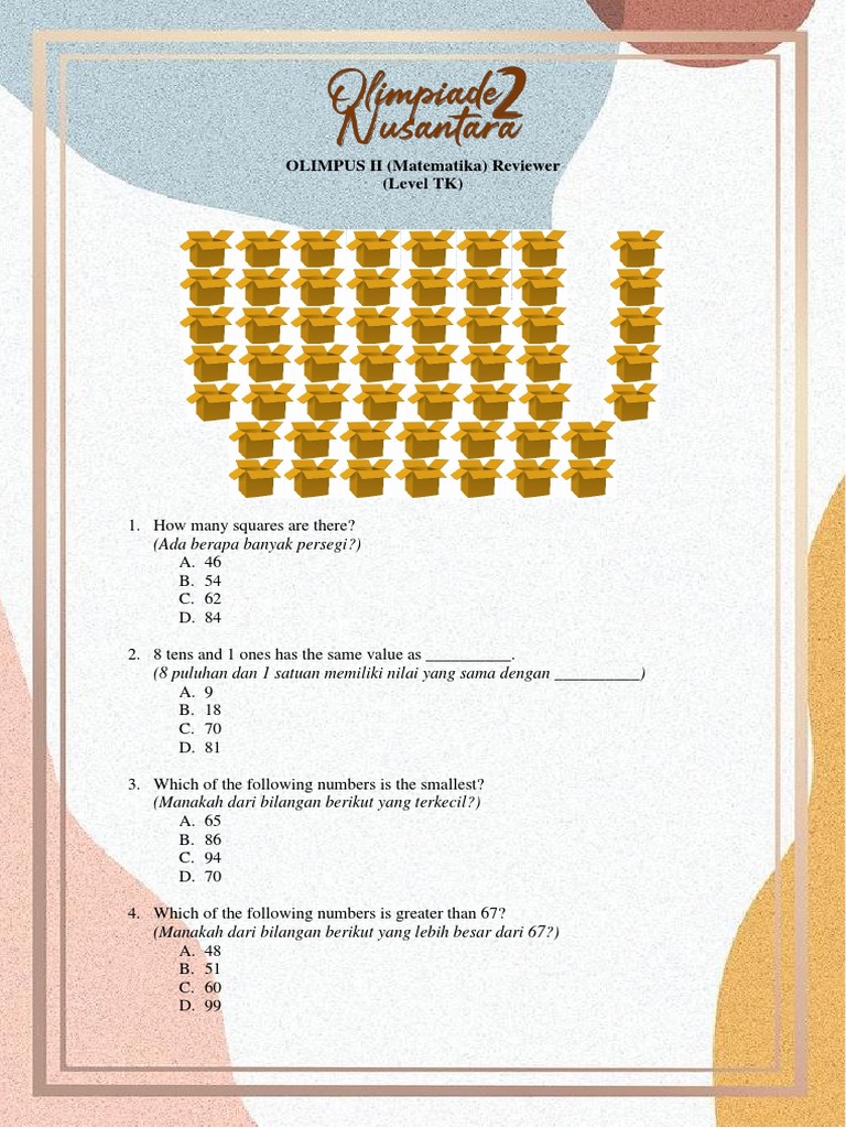 Kuis Matematika untuk Anak TK | PDF | Metode & Bahan Ajar