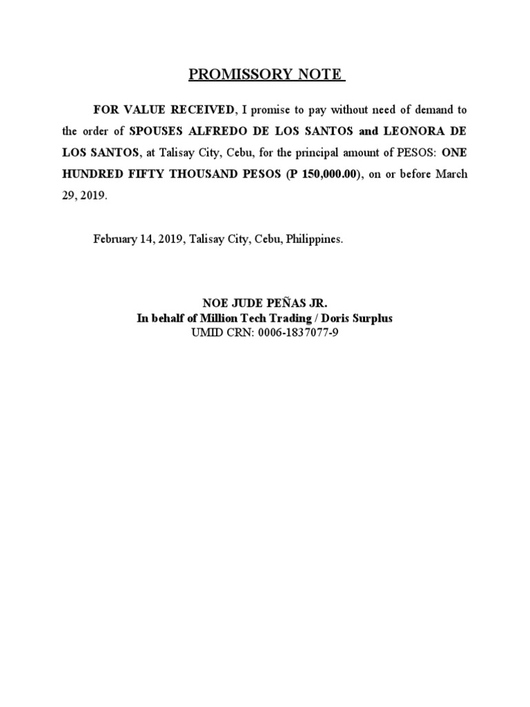 Promissory Note | PDF