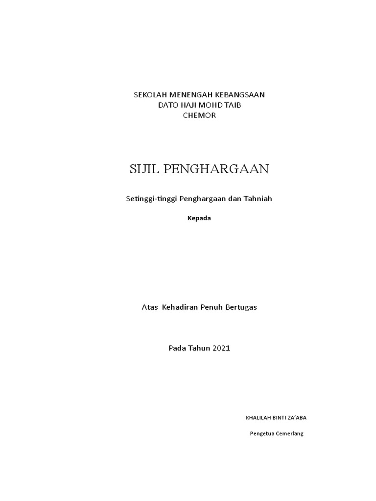 Format Sijil | PDF