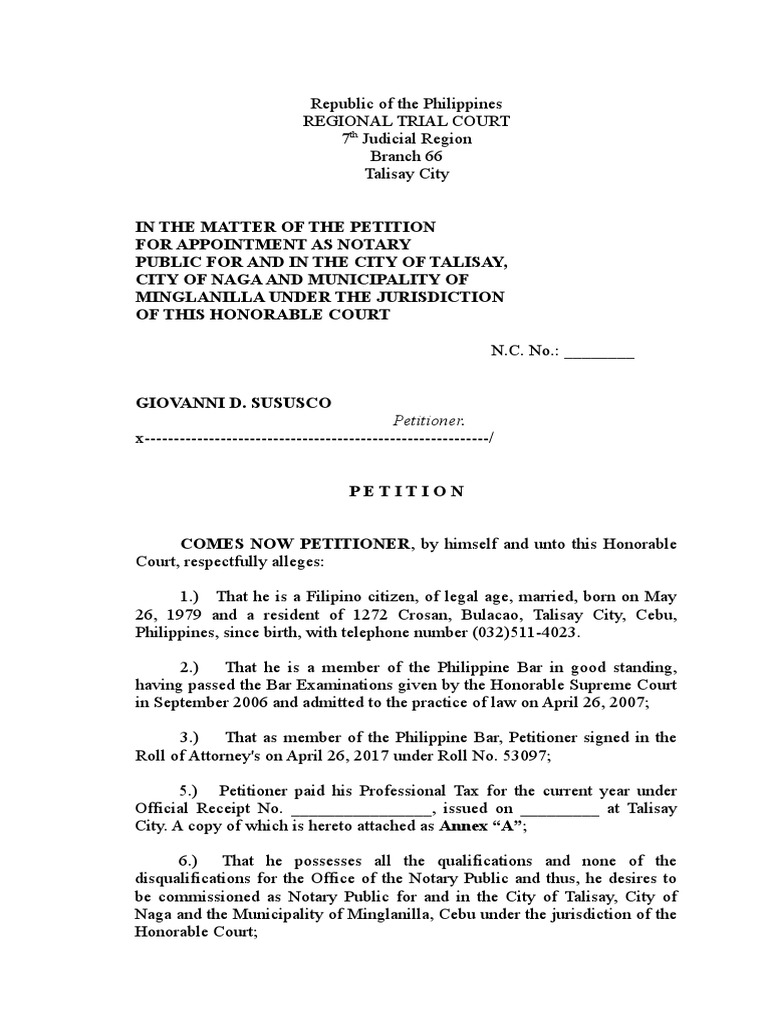 Notarial-Petition-gIO sUSUSCO | PDF | Notary Public | Affidavit