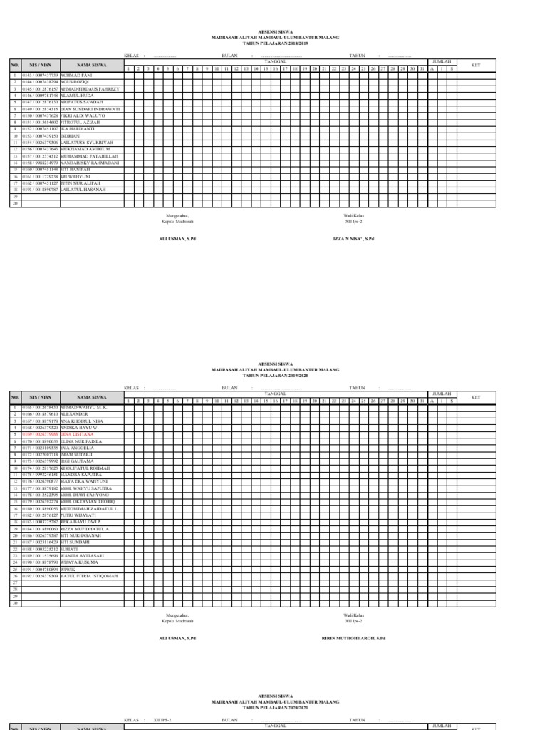 Absensi Siswa | PDF