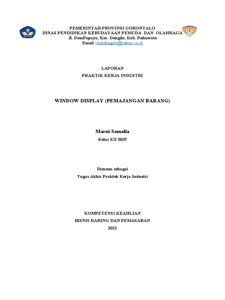 Contoh Laporan Prakerin Jurusan Bisnis Daring Dan Pemasaran | PDF