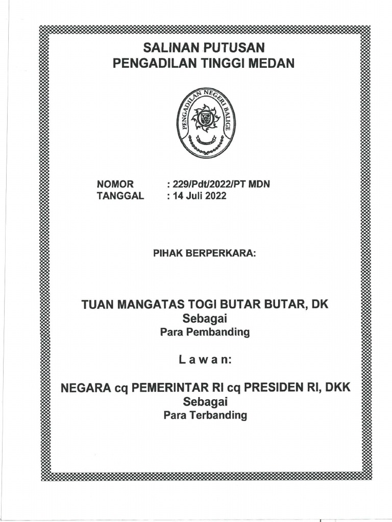 Putusan Banding Perdata Mangatas | PDF