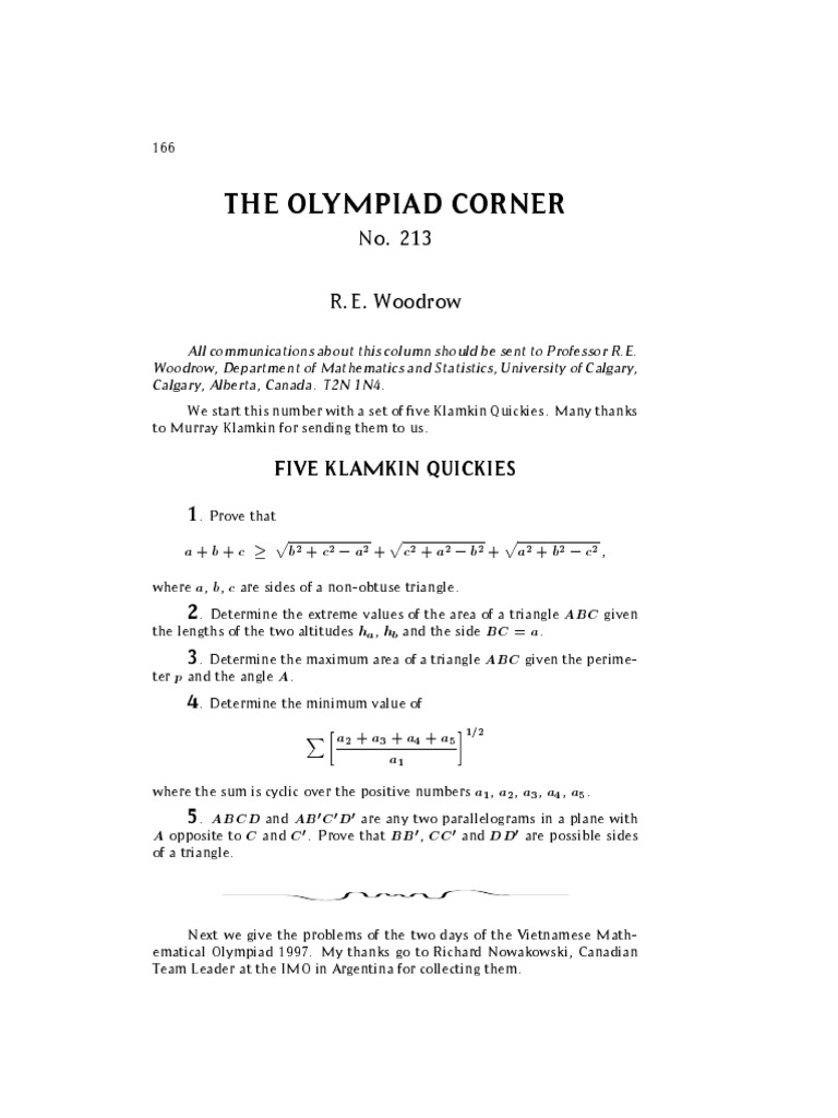 The Olympiad Corner (PDFDrive) - 1 | PDF | Triangle | Triangle Geometry