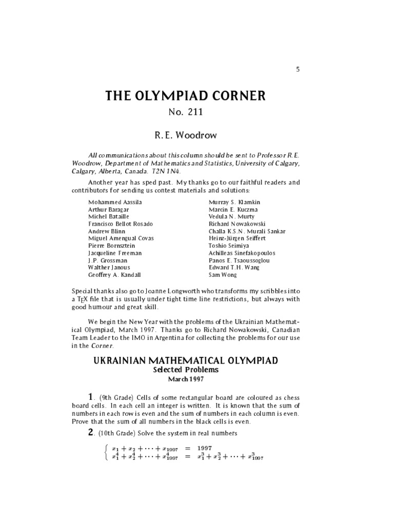 The Olympiad Corner No. 211 - Canadian Mathematical Society (PDFDrive ...